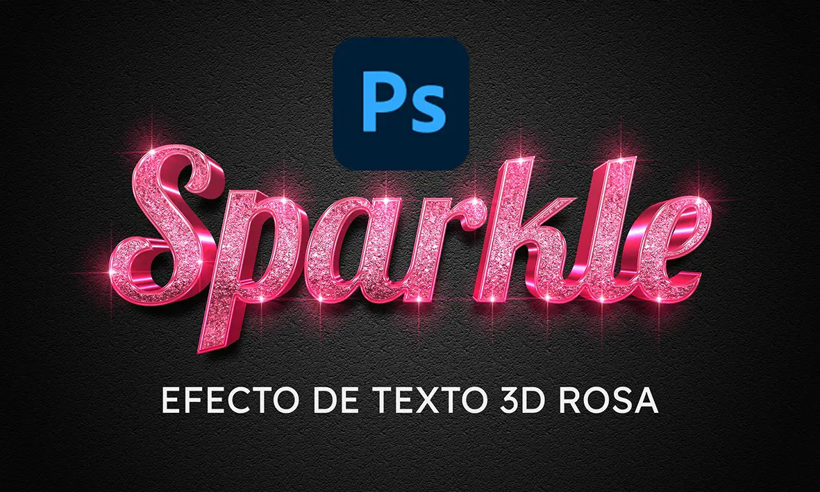 Efecto Texto 3D Photoshop Rosa Brillante - Gratis y editable - Aprende Facil