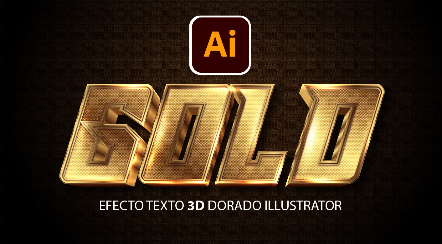 Efecto texto 3D dorado en illustrator - Aprende Facil